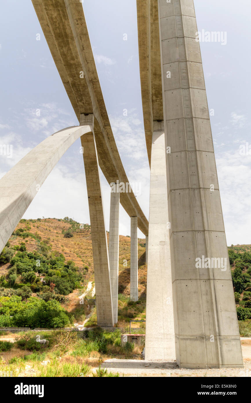 One of the many high bridges that form part of the main A7 motorway ...