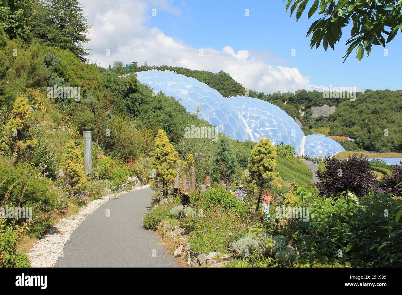 Biomes at the Eden Project from the terraced pathway in the Outdoor ...