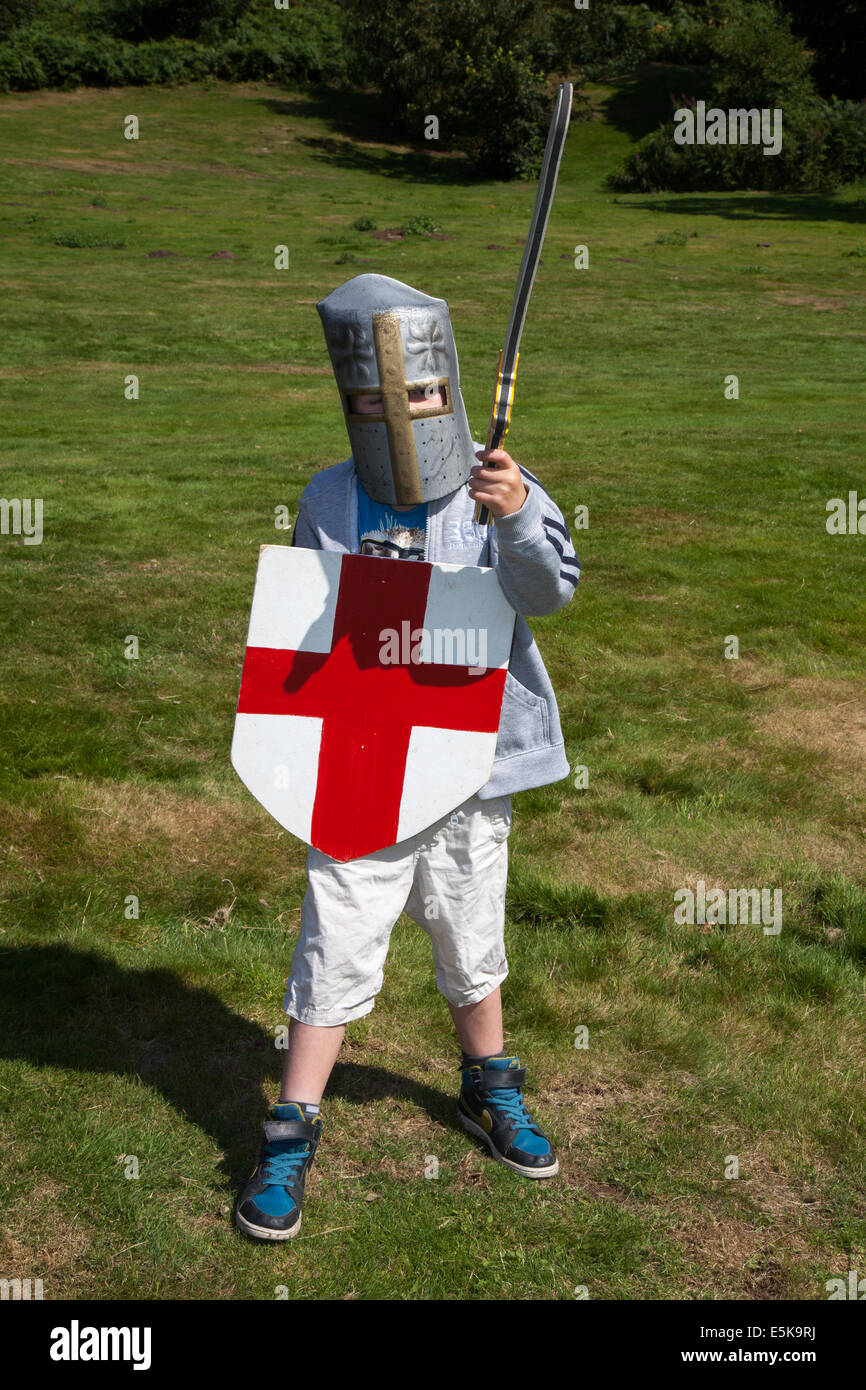 Shielding from a volley of arrows at Beeston, Cheshire, UK 3rd August ...