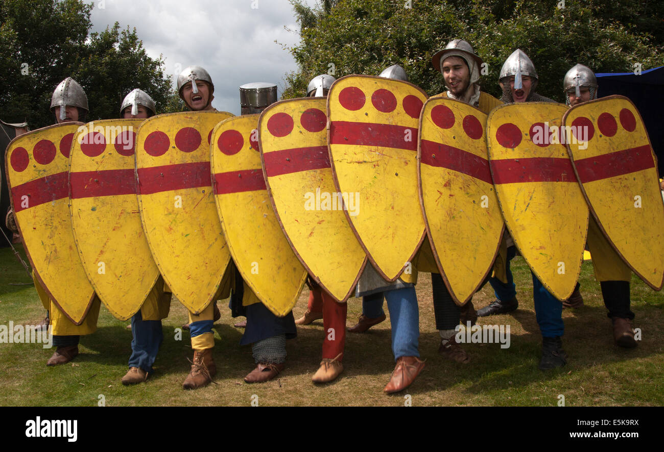 Shielding from a volley of arrows at Beeston, Cheshire, UK 3rd August ...