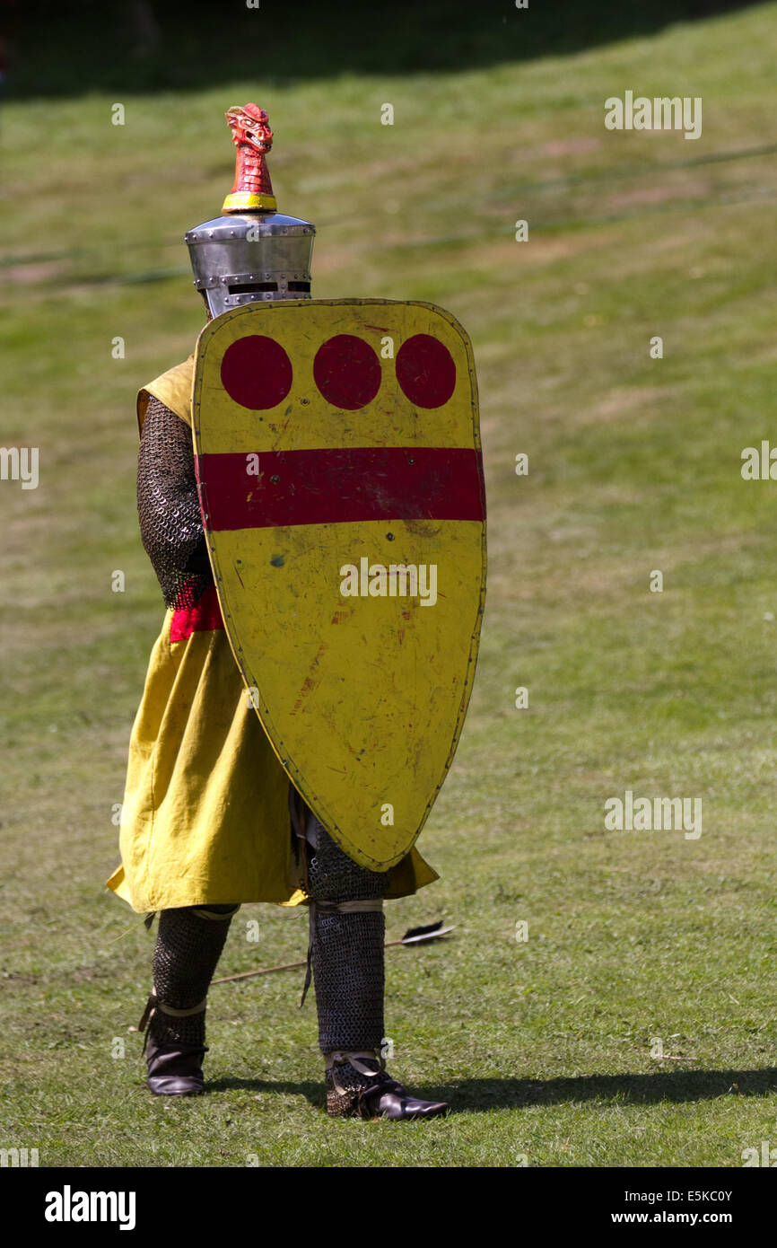 Shielding from a volley of arrows at Beeston, Cheshire, UK 3rd August ...