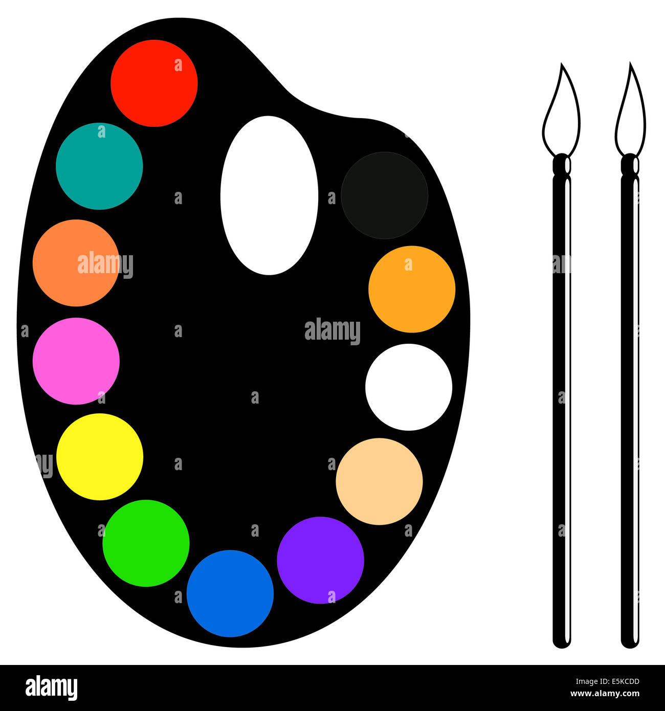 Palette and brushes Stock Photo - Alamy