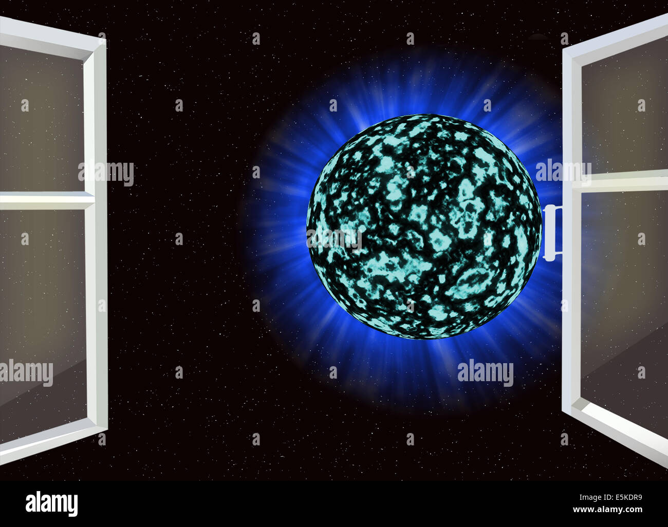 opened window to the hot red planet Stock Photo - Alamy