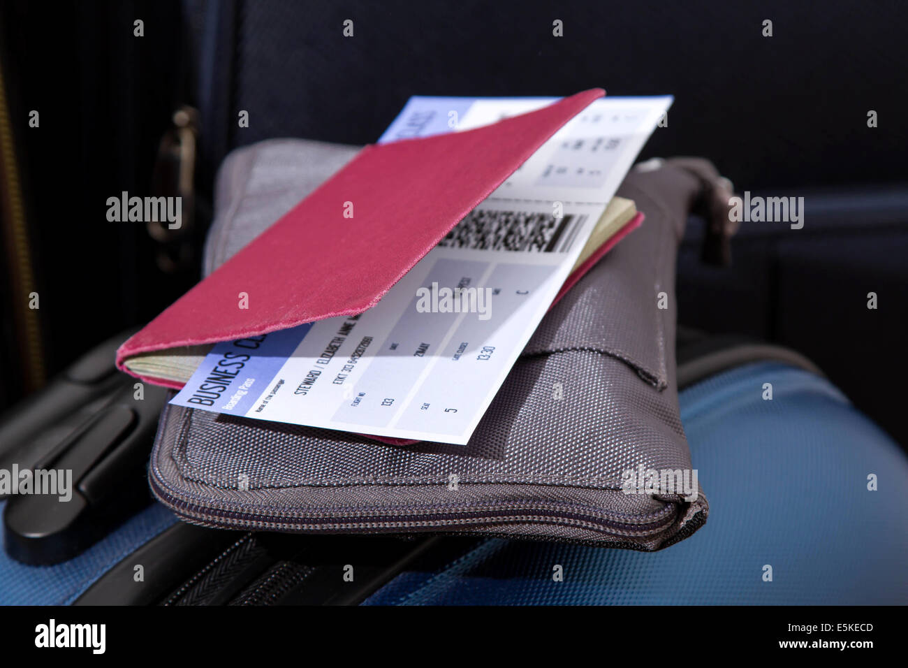 Airline ticket, passport and luggage, ready to travel Stock Photo - Alamy