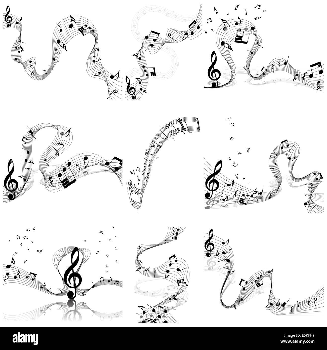 Musical notes staff set. Vector illustration with transparency EPS10 ...