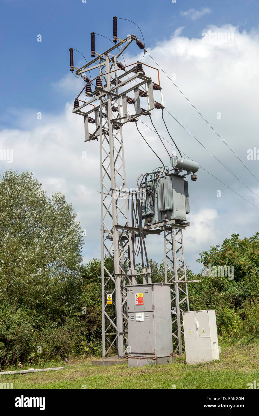 Electrical transformer in a rural setting Czech Republic Stock Photo ...