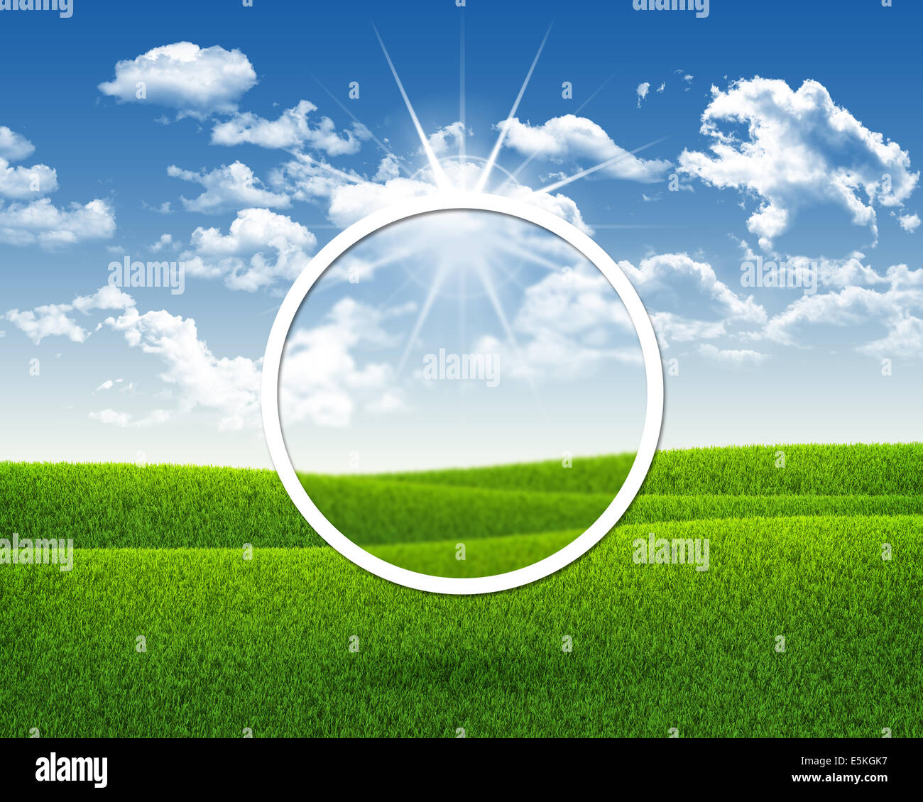 White circle on nature landscape background Stock Photo - Alamy