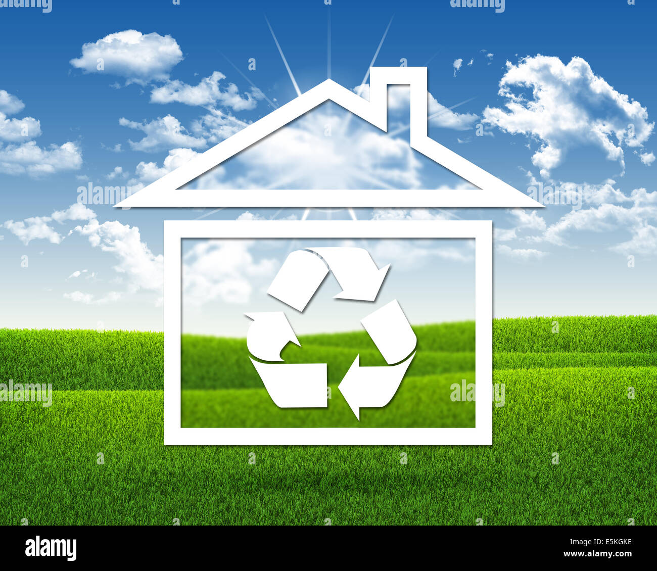 House icon with symbol recycling Stock Photo - Alamy