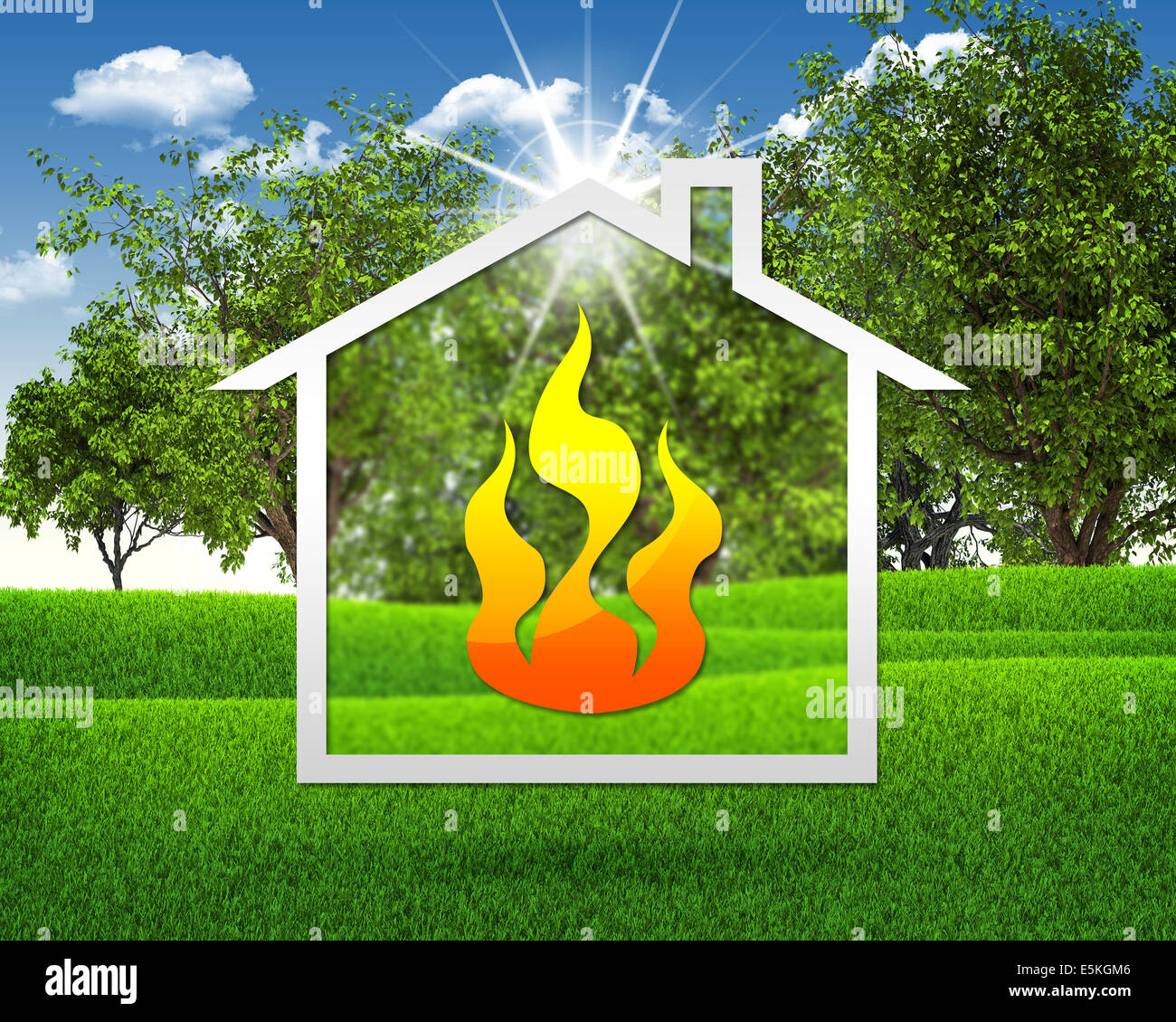 Symbols fire and home Stock Photo - Alamy