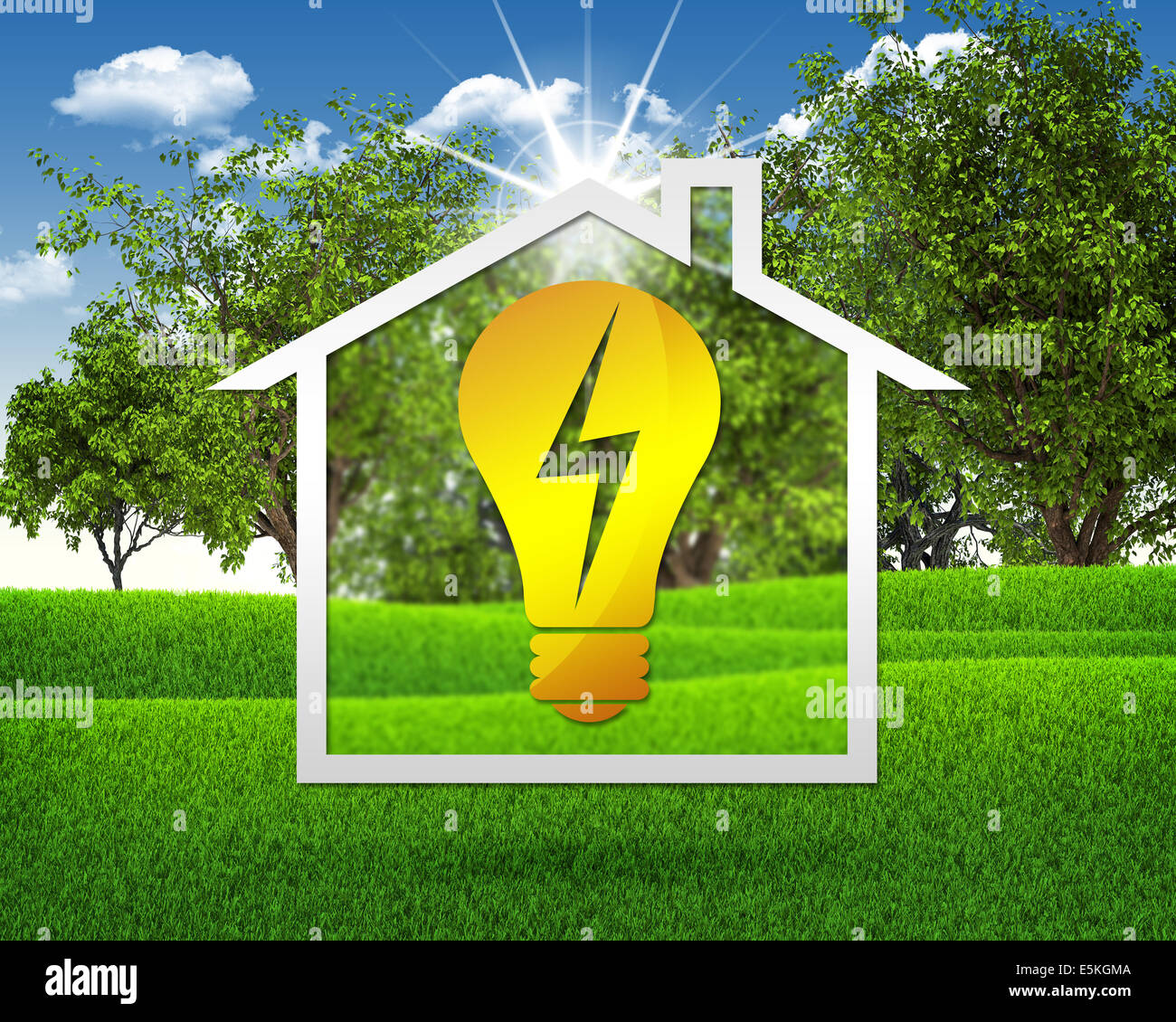 Symbol of light bulb and house Stock Photo - Alamy