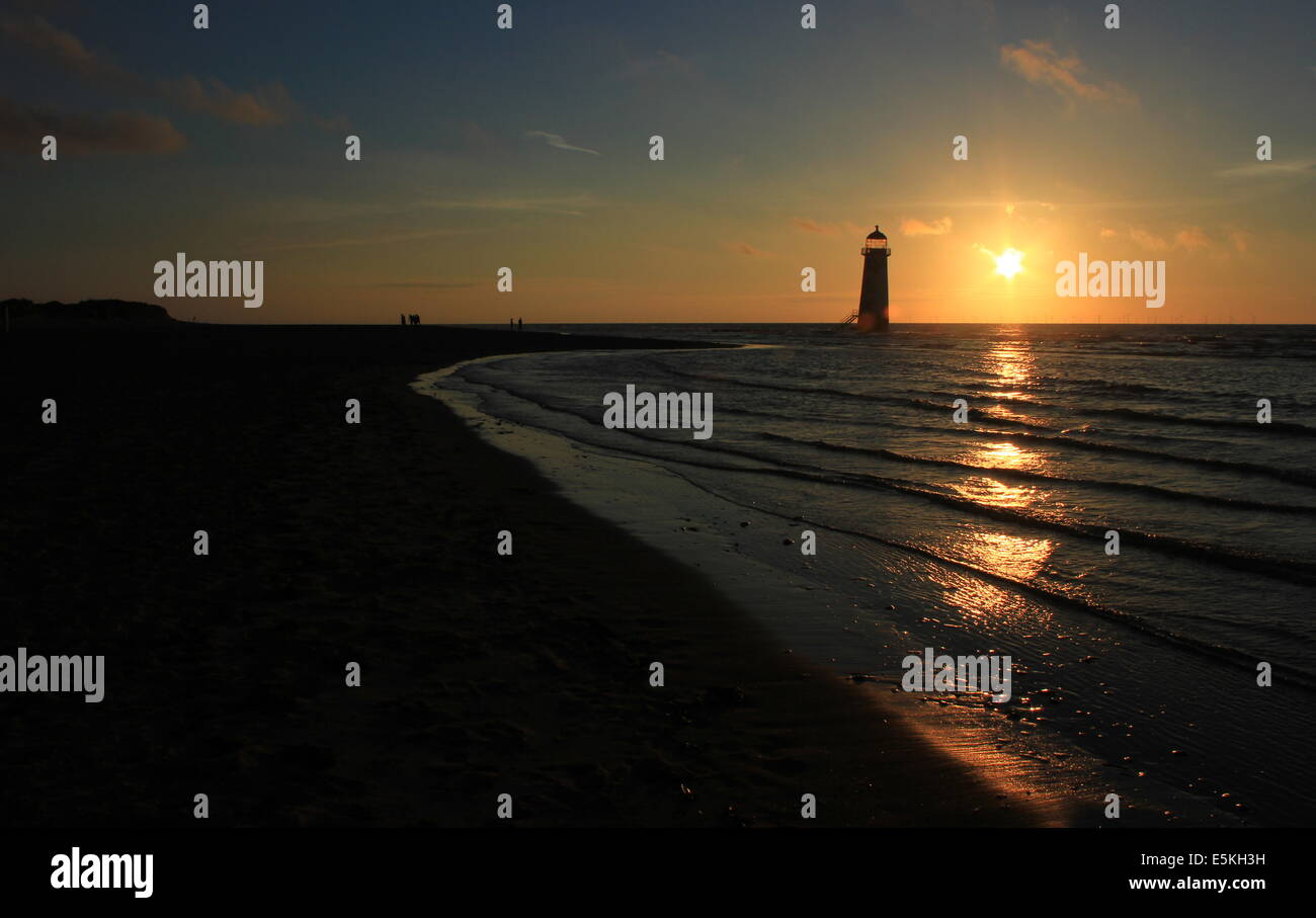 Point of Ayr lighthouse at sunset Stock Photo - Alamy
