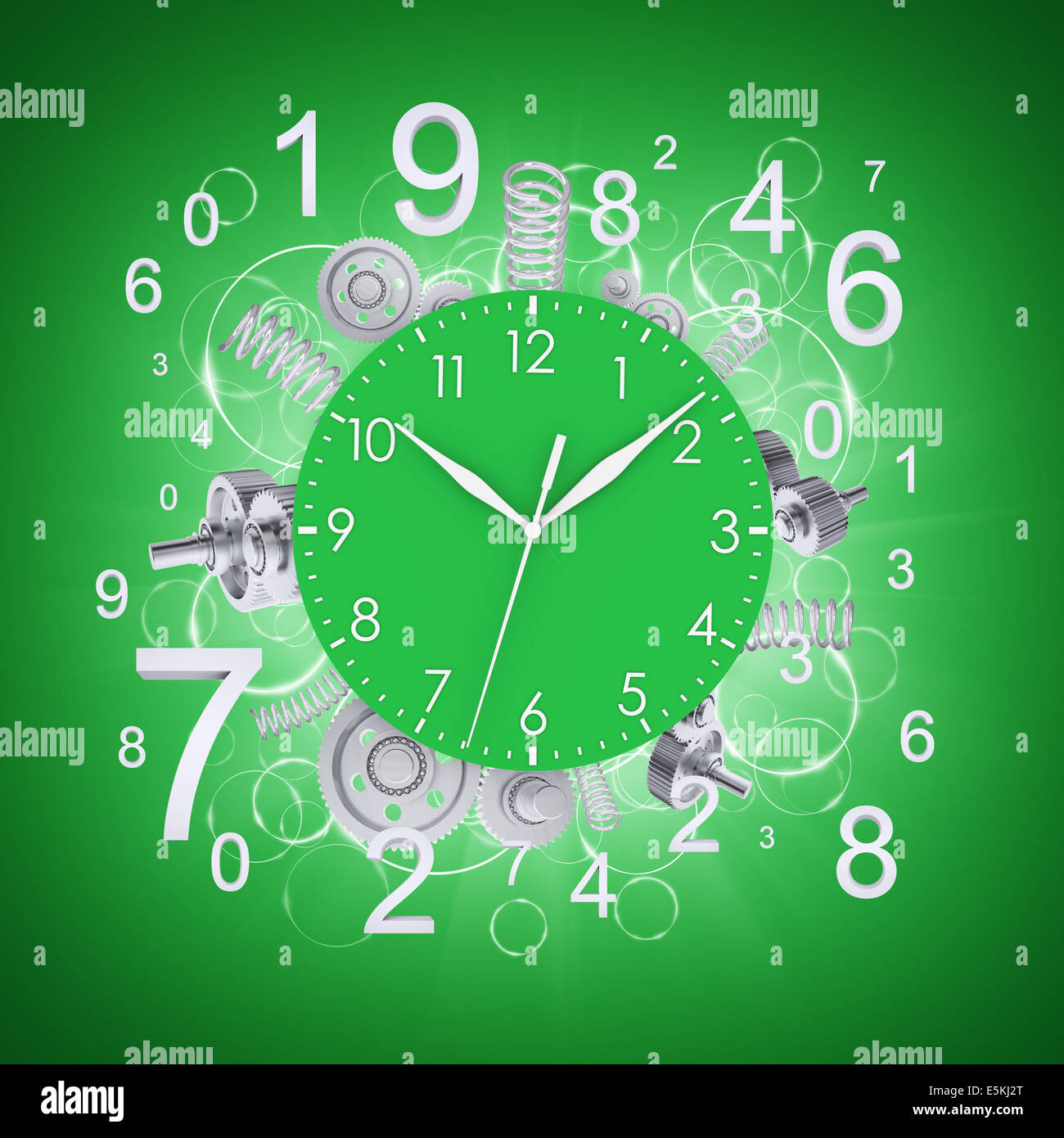 Clock face with springs and gears Stock Photo - Alamy