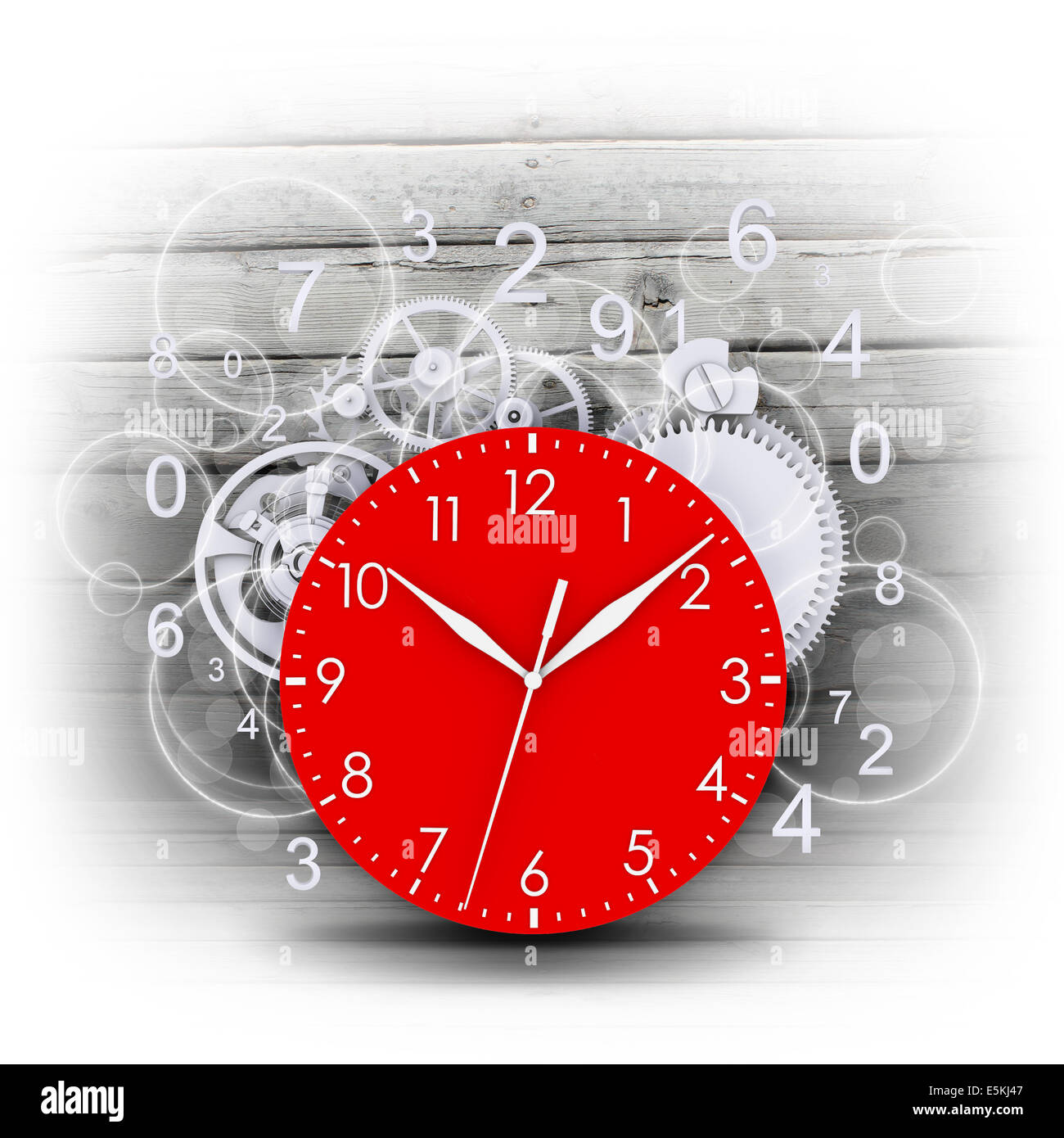 Clock face with figures and white gears Stock Photo - Alamy