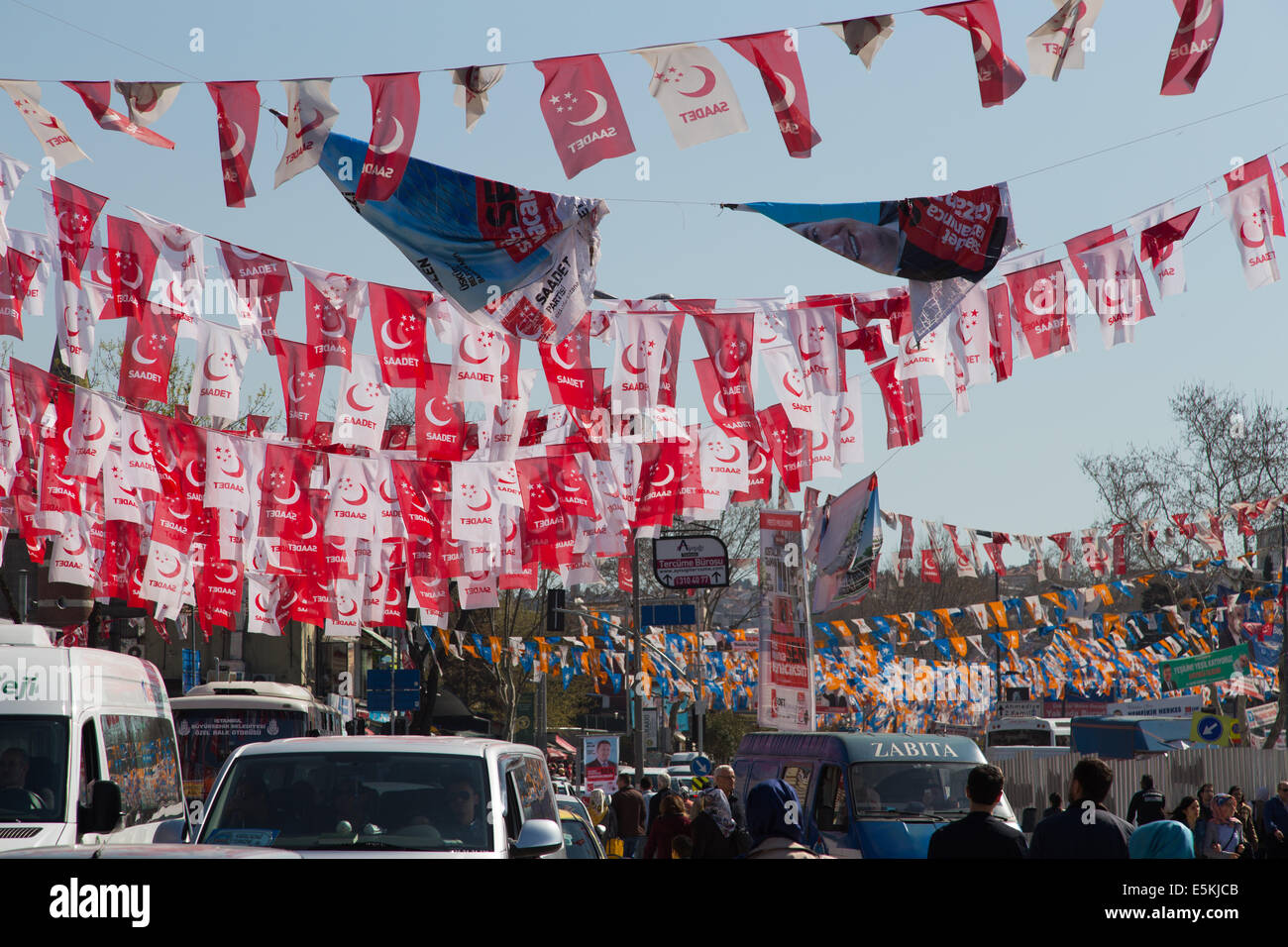 Streets covered with flags and banners before local elections in Turkey ...