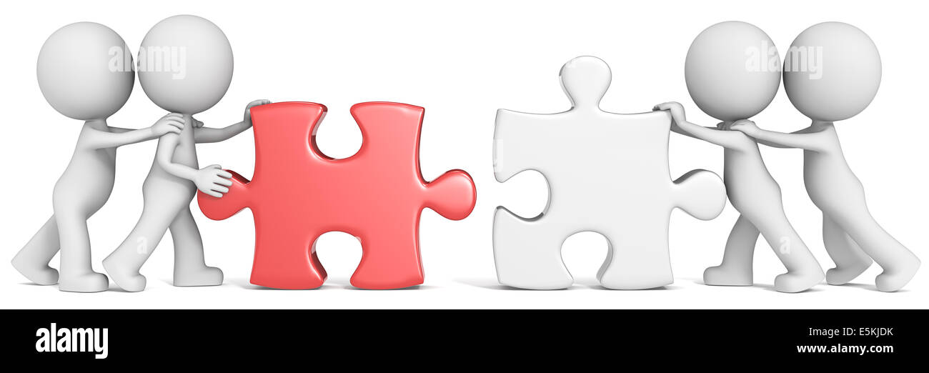 Dude the partners x 4 putting white and red puzzle pieces together ...