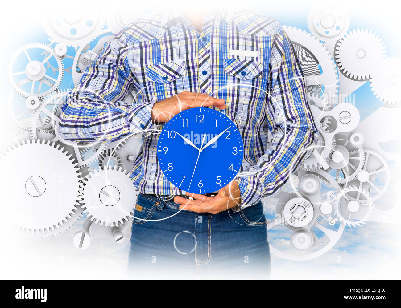 Man hold clock Stock Photo - Alamy