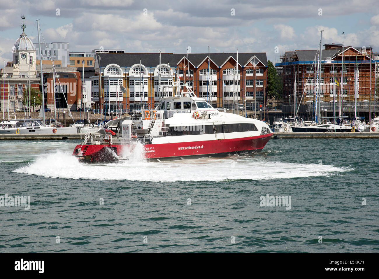Red Jet 3 passenger ferry departing Port of Southampton bound for the ...