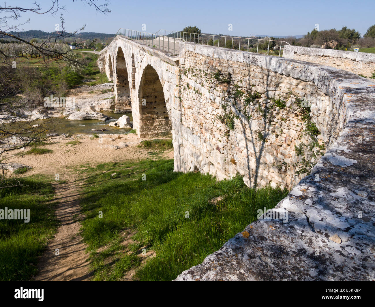 Pont Julien in Provence. The famous multi-arched stone bridge spans the ...