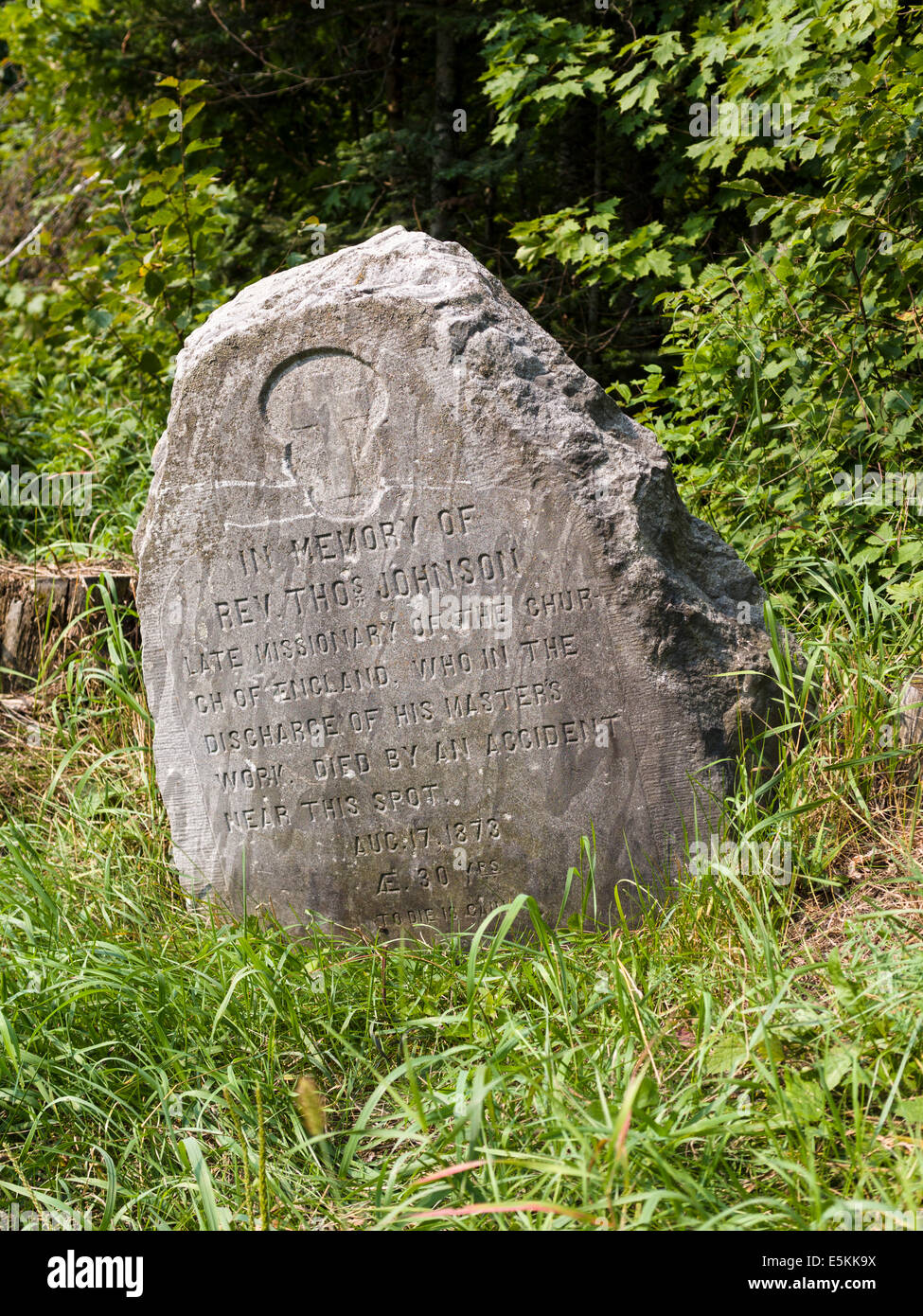Rev Thomas Johnson memorial stone. In memory of Rev. Thos Johnson late ...