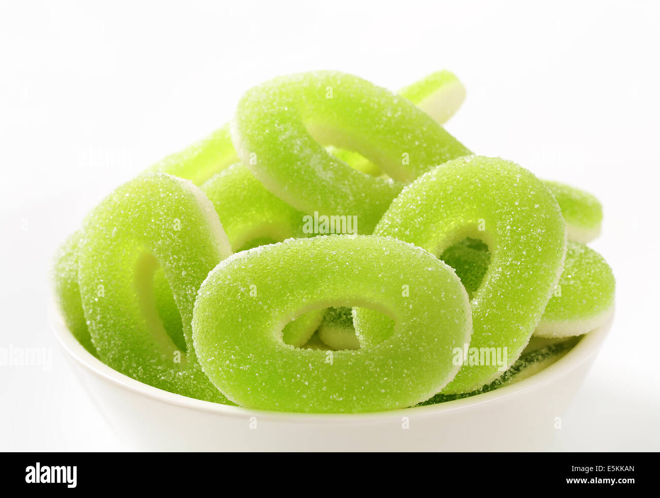 Ring-shaped apple gummies coated in sugar Stock Photo - Alamy