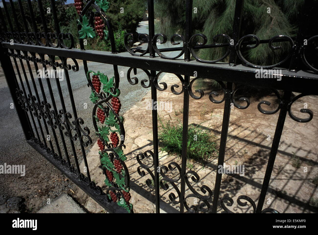 ANOGYRA, CYPRUS. ORNATE GATE ENTRANCE TO WINERY.PHOTO:JONATHAN EASTLAND ...