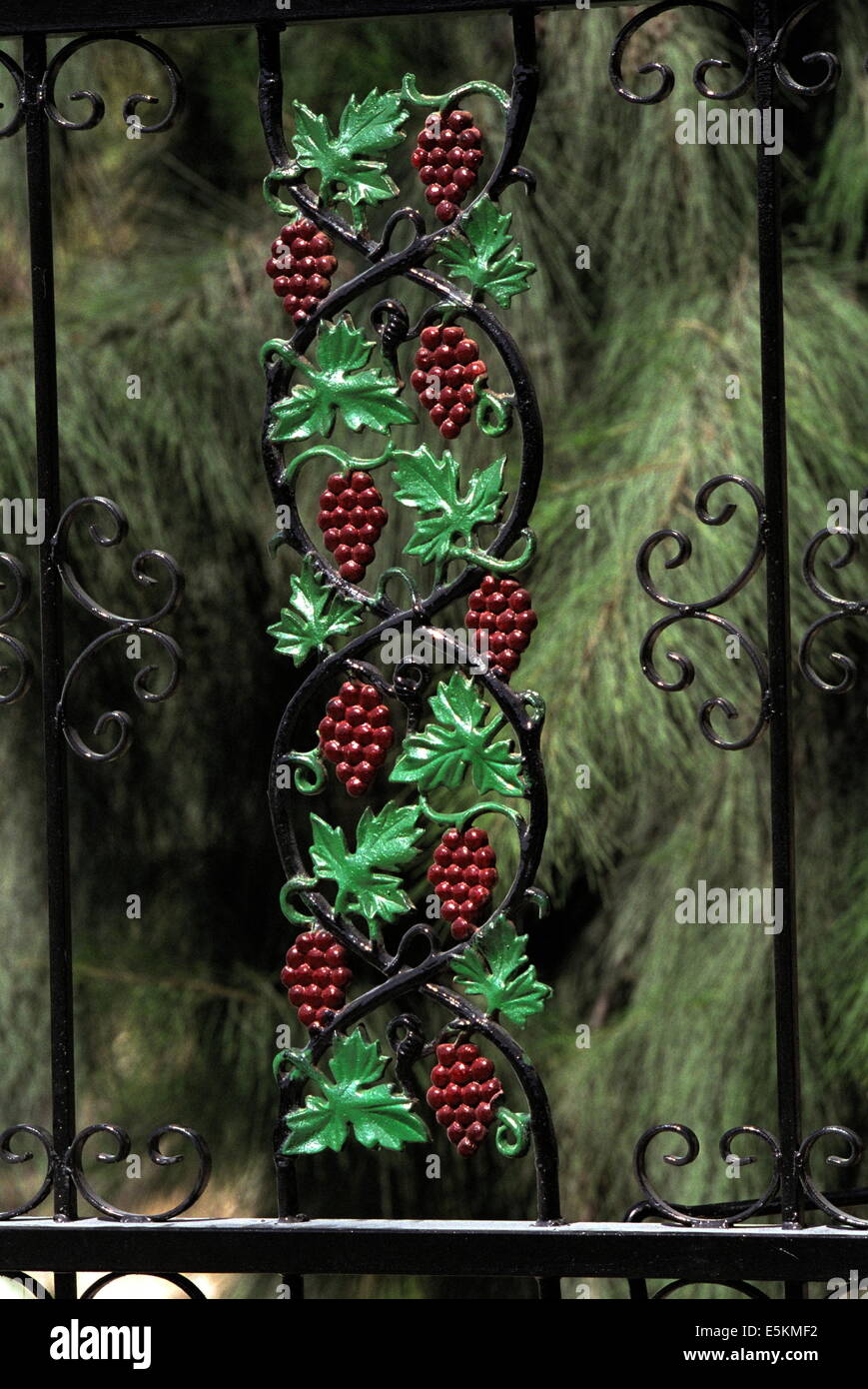 ANOGYRA, CYPRUS. ORNATE GATE ENTRANCE TO WINERY.PHOTO:JONATHAN EASTLAND ...