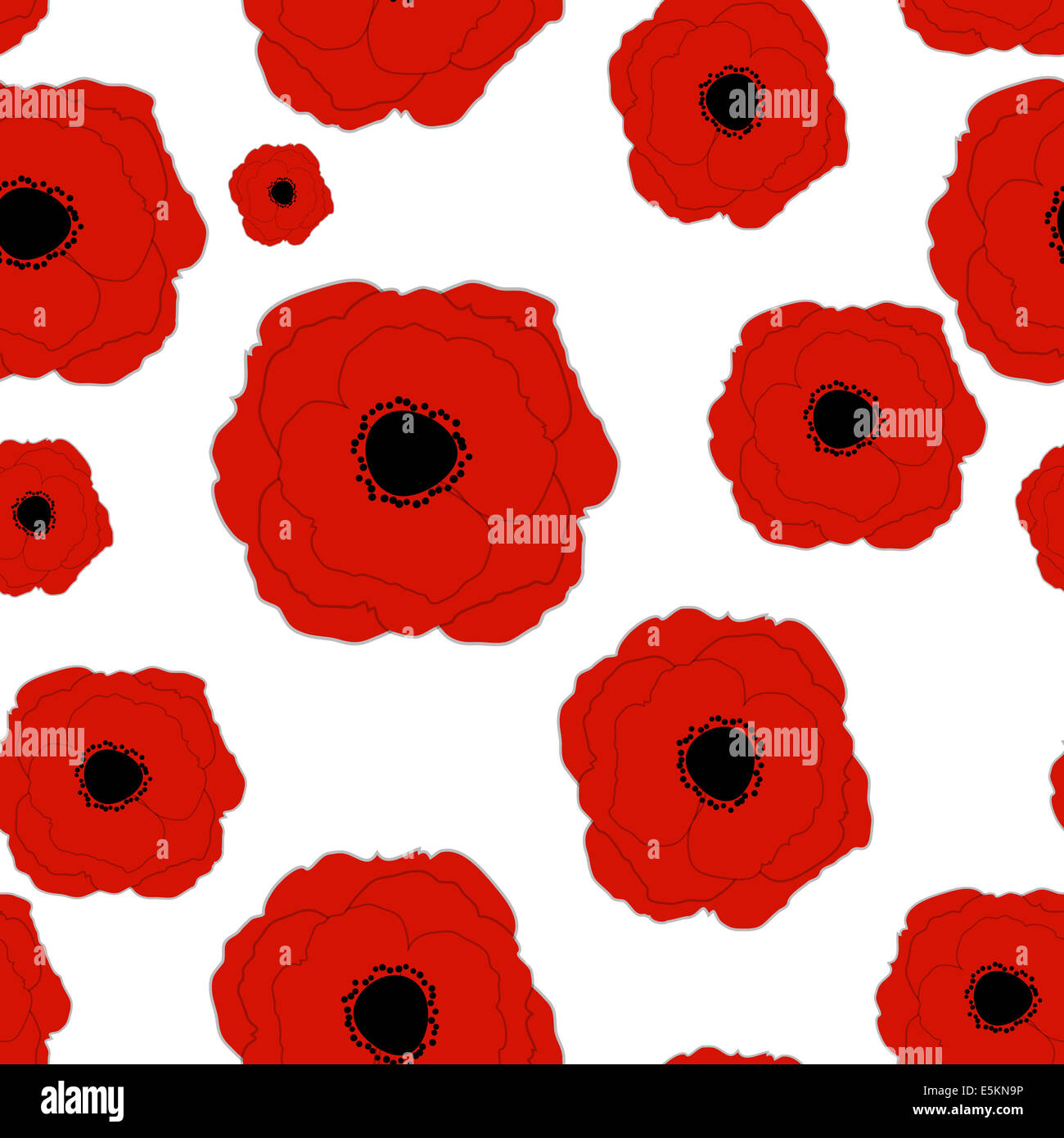 Red Poppies Flower Seamless Pattern Background Vector Illustrati Stock ...