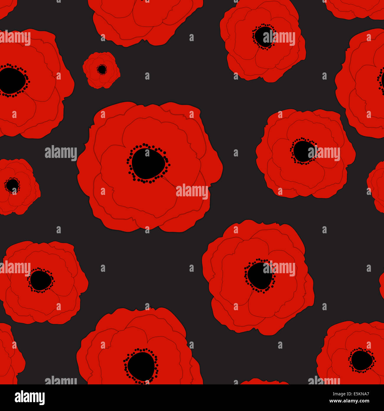 Red Poppies Flower Seamless Pattern Background Vector Illustrati Stock ...