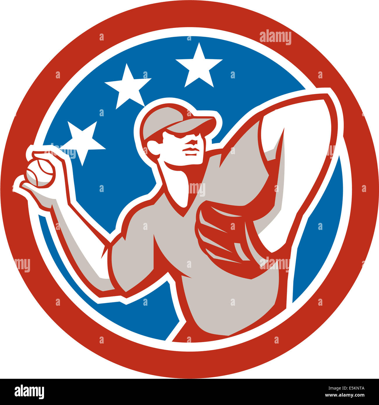 Illustration of a american baseball player pitcher outfilelder throwing ...