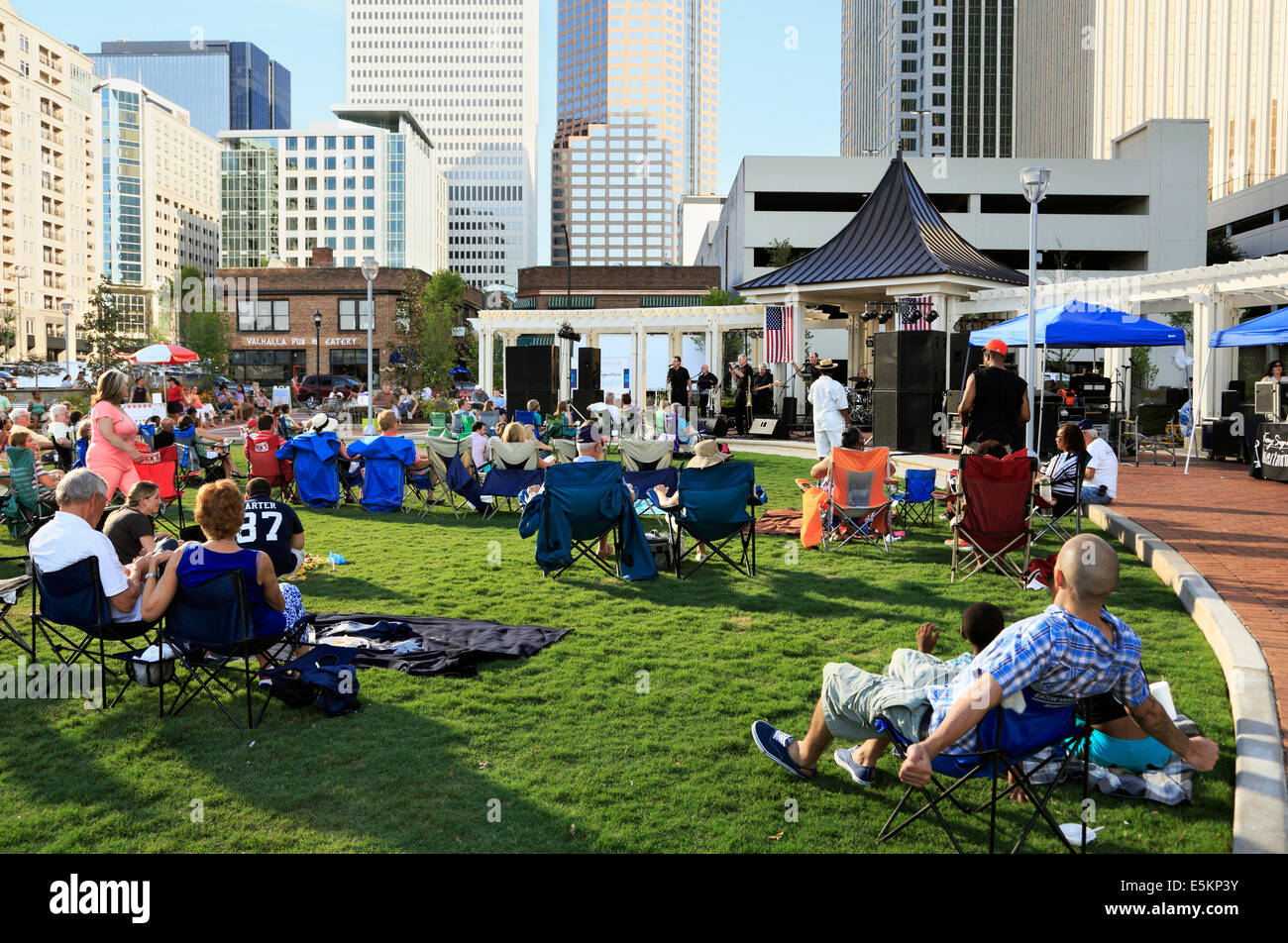 Charlotte, North Carolina. People attending a music event in the Romare ...