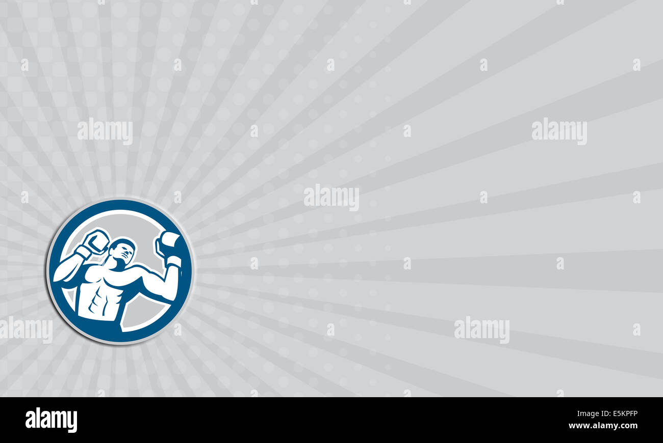Business card showing illustration of a boxer boxing punching set ...