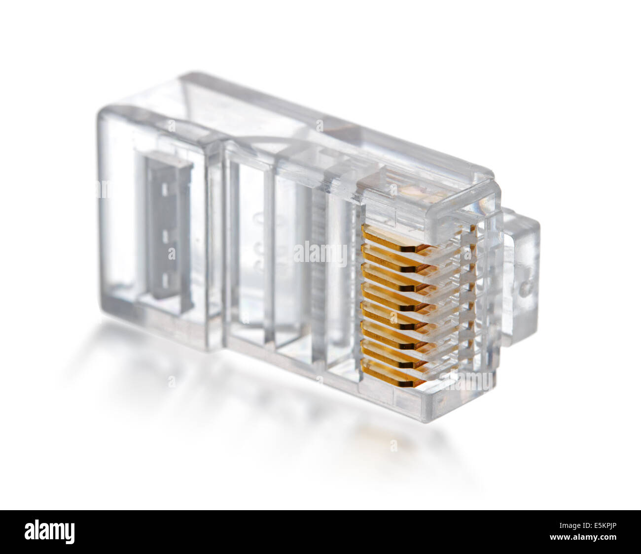 Connector rj-45 close-up on white background isolate Stock Photo - Alamy