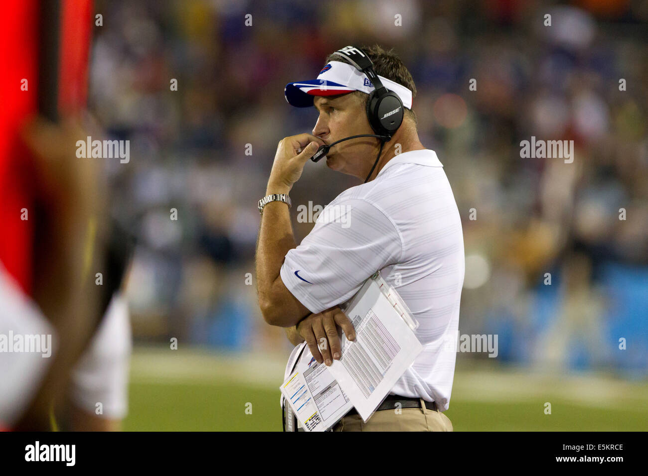 Canton, Ohio, USA. 3rd Aug, 2014. Buffalo head coach DOUG MARRONE on ...