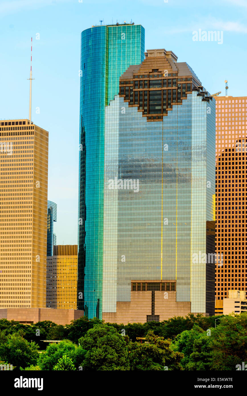 Houston downtown buildings at dusk Stock Photo - Alamy