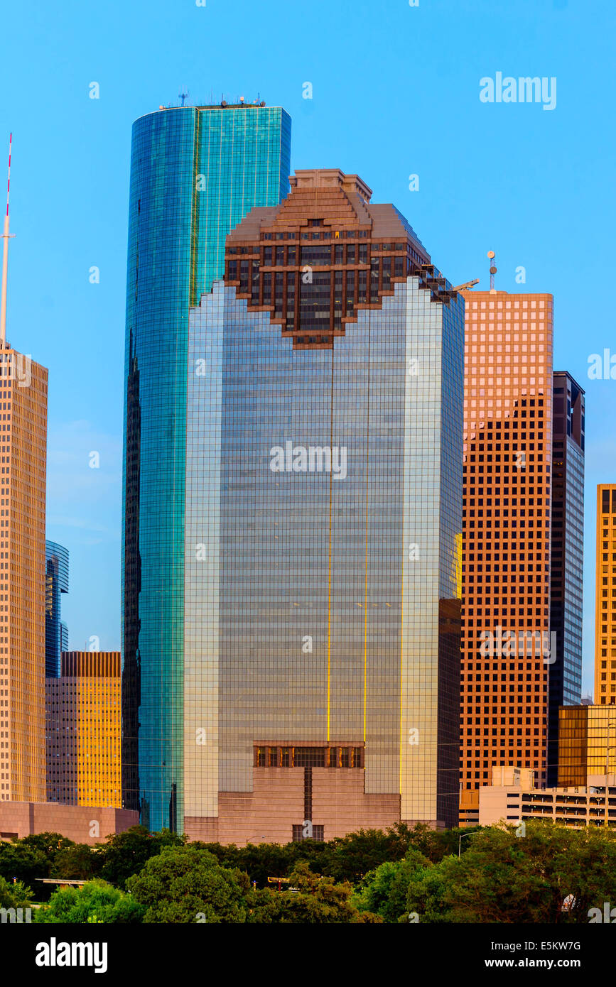 Houston downtown buildings at dusk Stock Photo - Alamy
