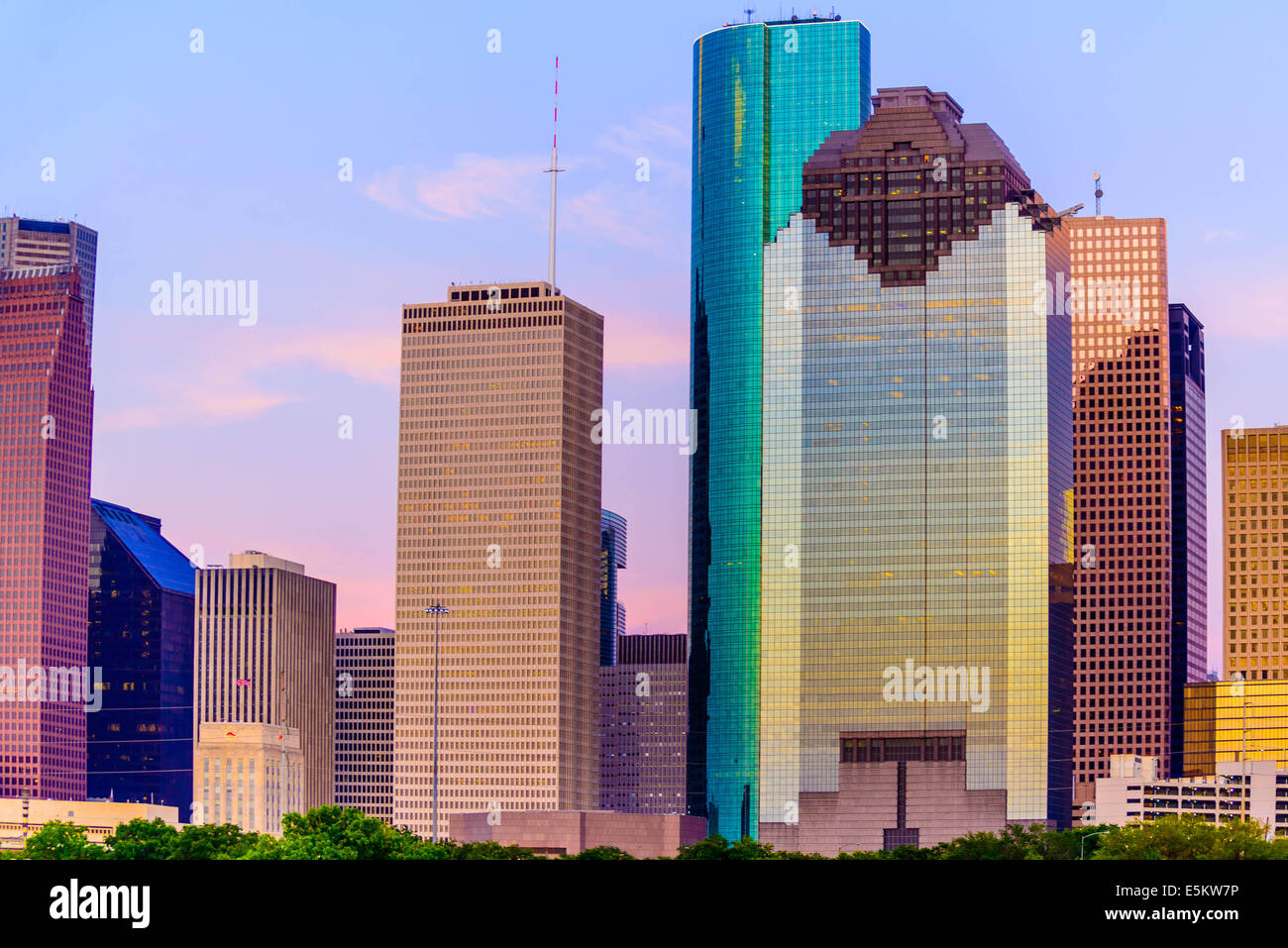 Houston downtown buildings at dusk Stock Photo - Alamy