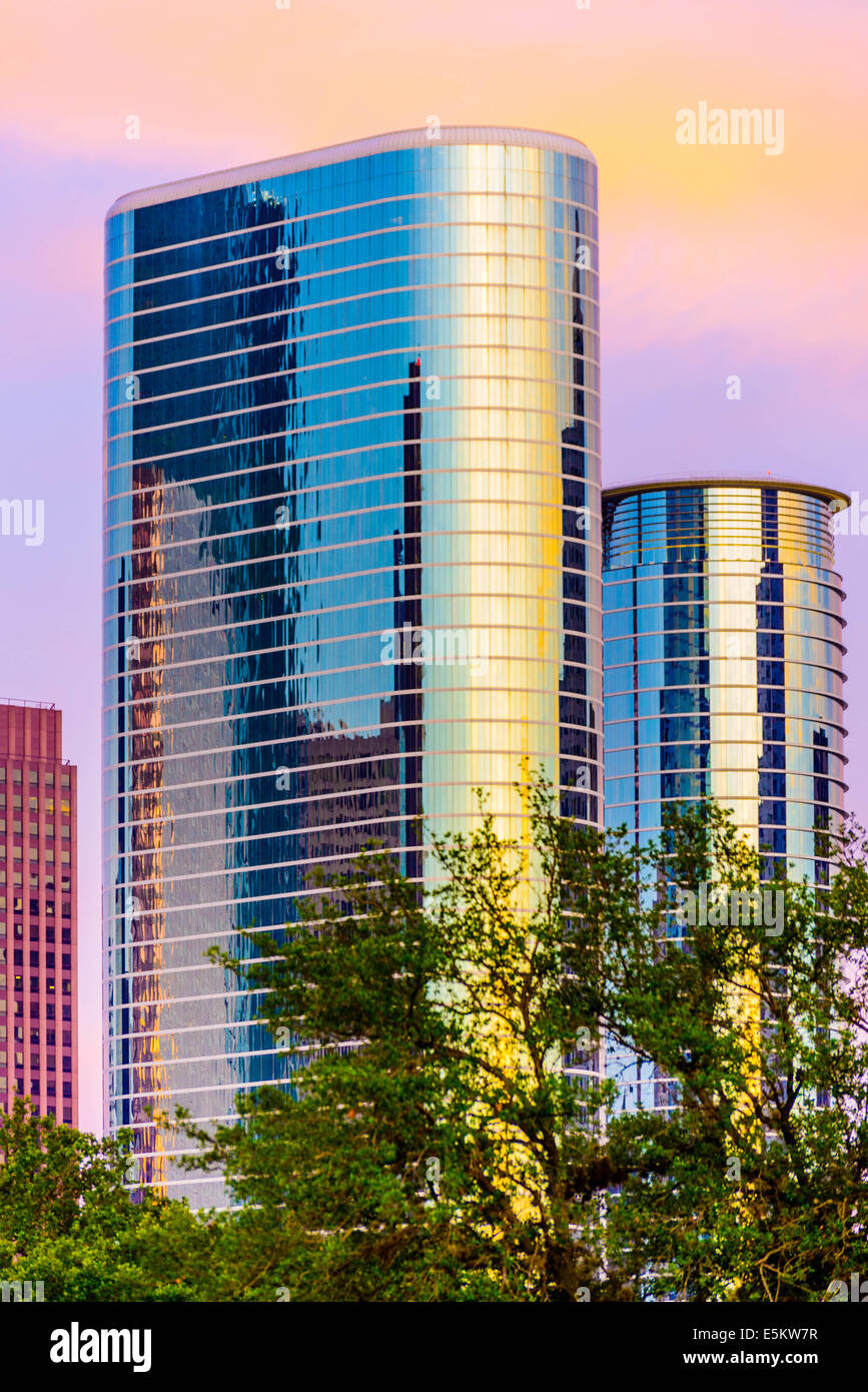 Houston downtown buildings at dusk Stock Photo - Alamy