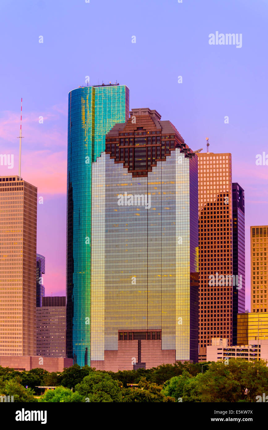 Houston downtown buildings at dusk Stock Photo - Alamy