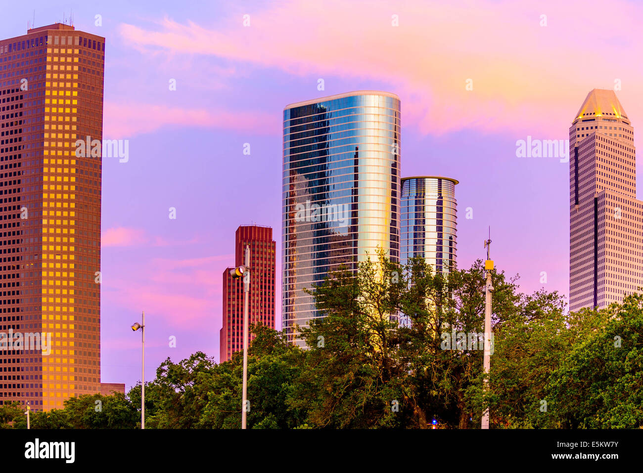 Houston downtown buildings at dusk Stock Photo - Alamy