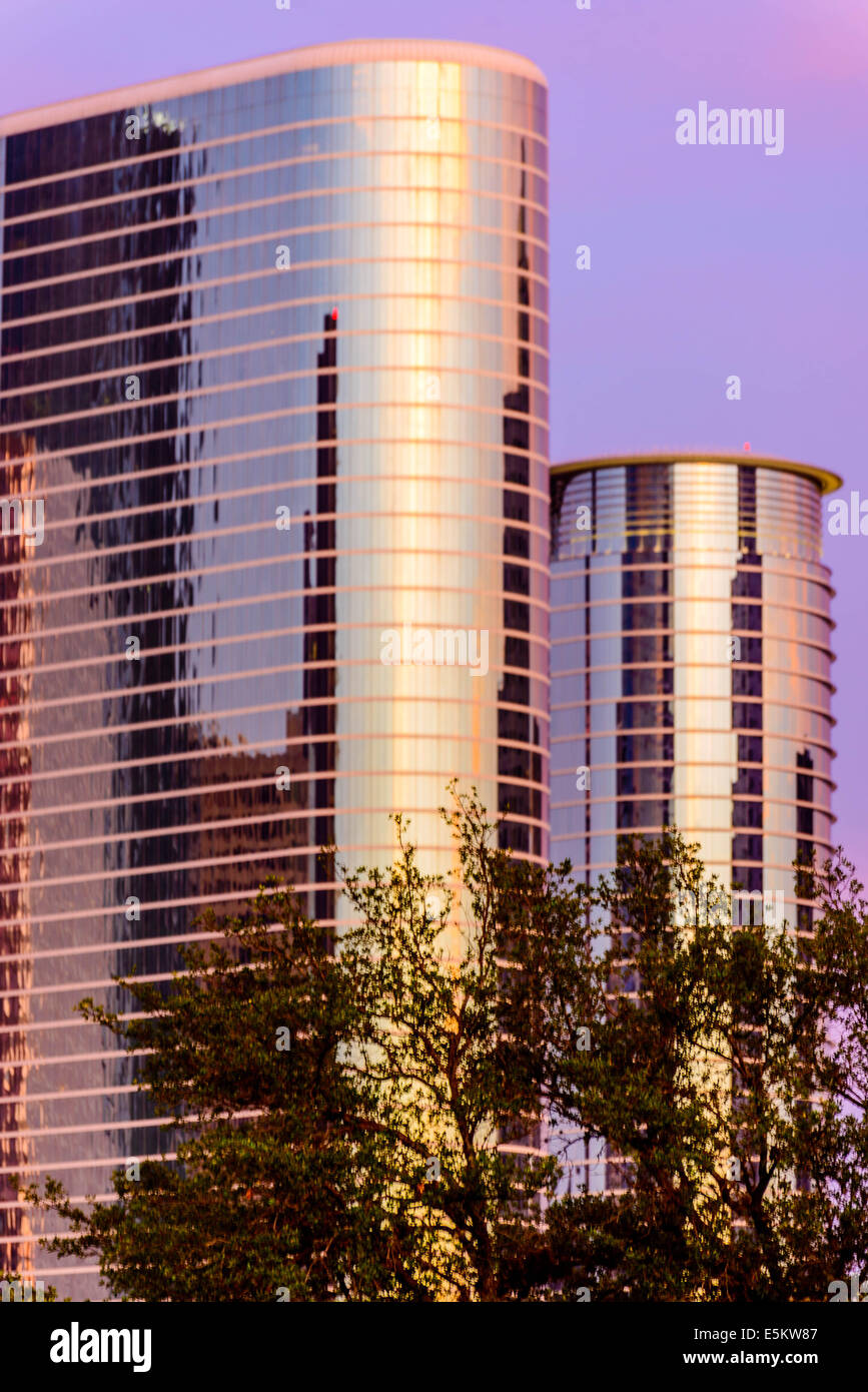 Houston downtown buildings at dusk Stock Photo - Alamy