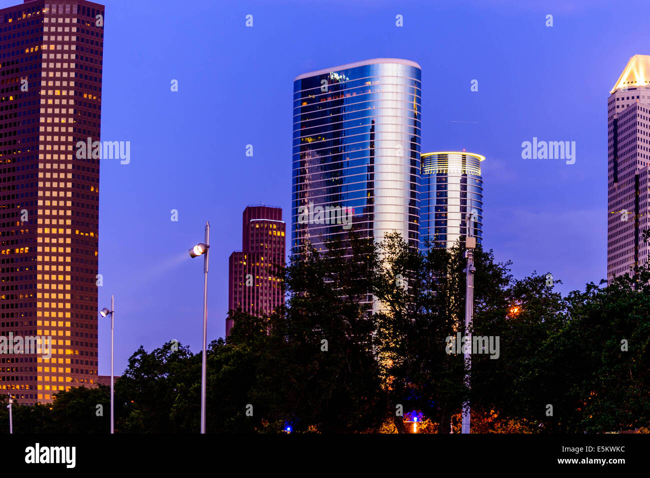 Houston downtown buildings at dusk Stock Photo - Alamy