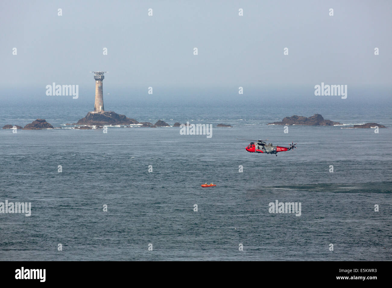 Air Sea Rescue; Lifeboat; Helicopter; Longships Lighthouse; Land's End ...