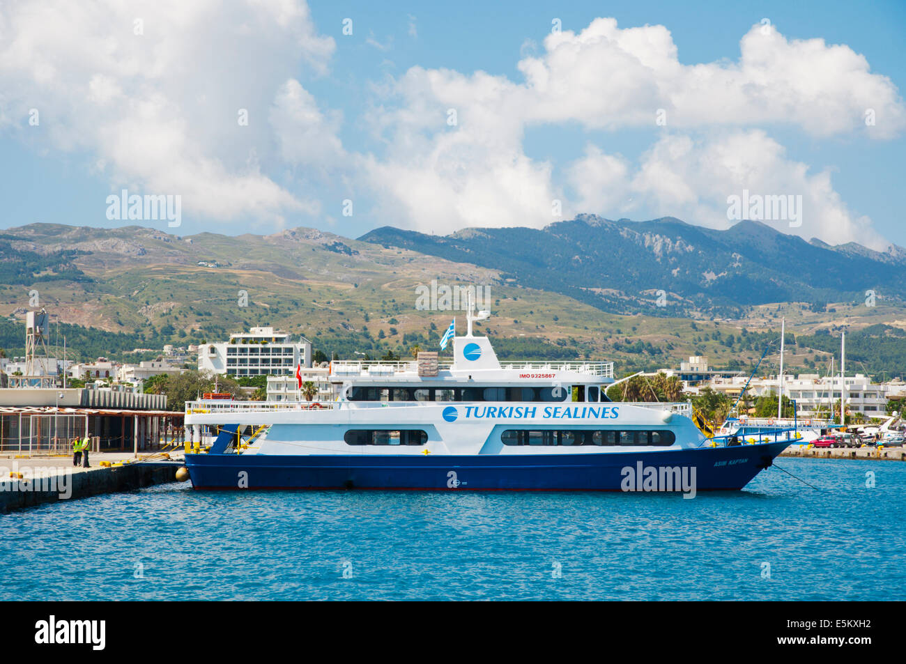 Turkish seaways boat at port, Kos town, Kos island, Dodecanese islands ...