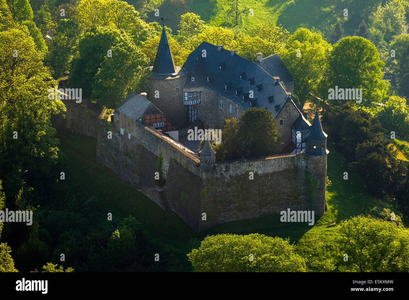 Aerial view, Schloss Hohenlimburg castle, Hohenlimburg, Hagen, Ruhr district, North Rhine ...