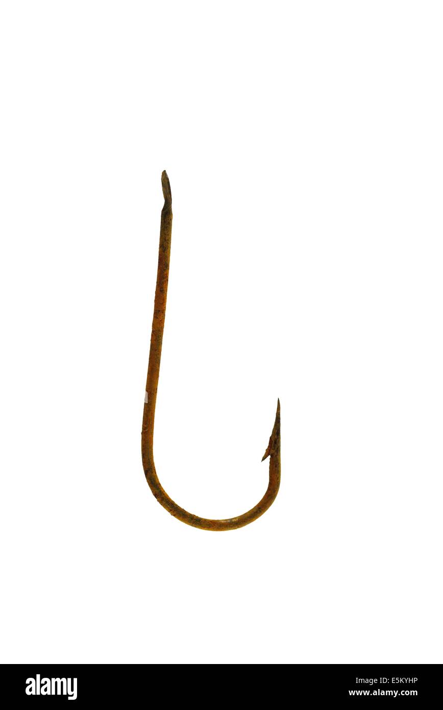 empty rusty hook on white background Stock Photo - Alamy