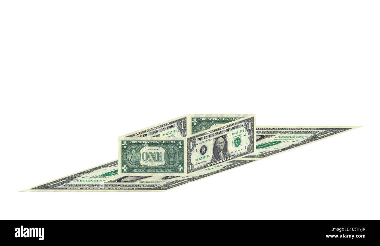 construction from dollar notes on white background Stock Photo - Alamy