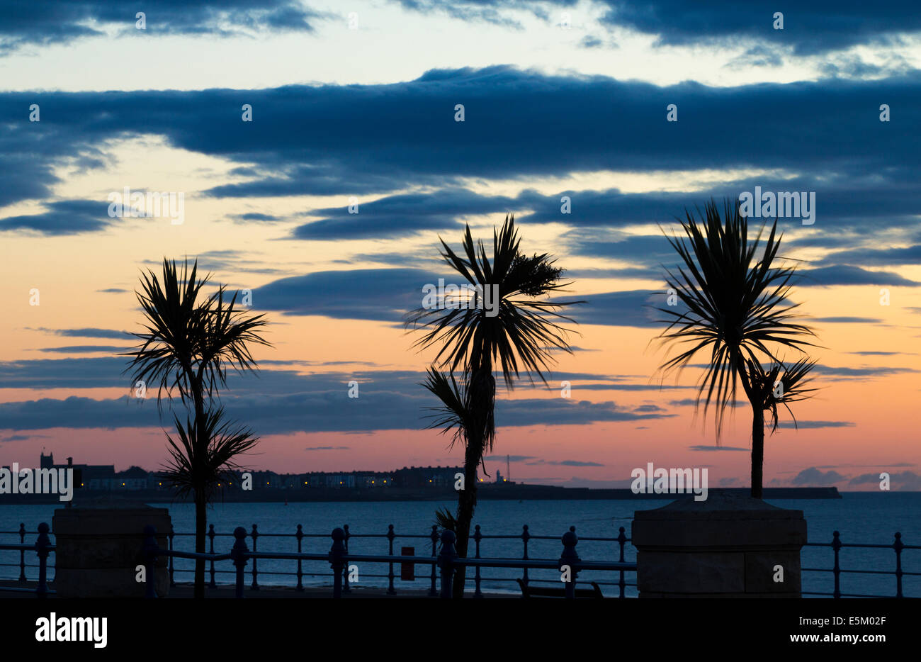 Seaton Carew seafront at sunrise with The Headland at Hartlepool in ...