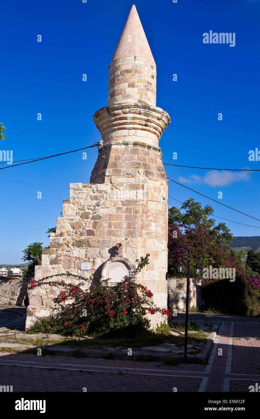 Minaret from the former Eski mosque, Kos Town, Kos, Greece Stock Photo ...