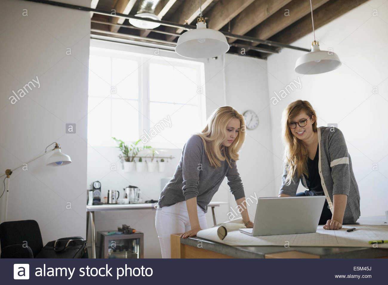 Businesswomen using laptop in office Stock Photo - Alamy