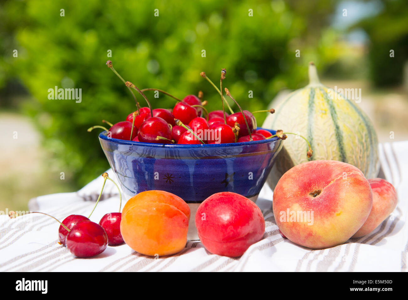 Still life with fresh fruit assortment outdoor Stock Photo - Alamy